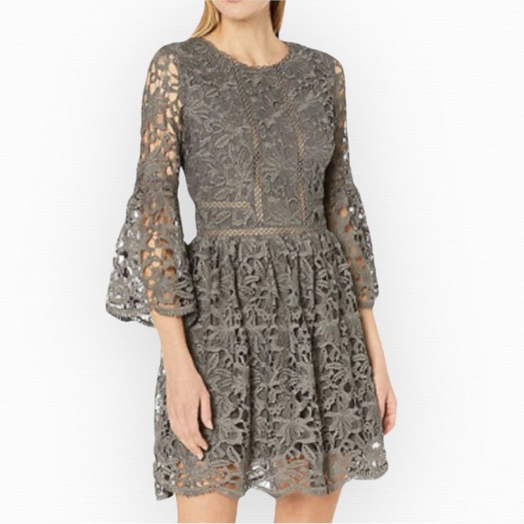 J.O.A. | Dresses | Joa Just One Answer Sheer Bell Sleeve Lace Cutout ...
